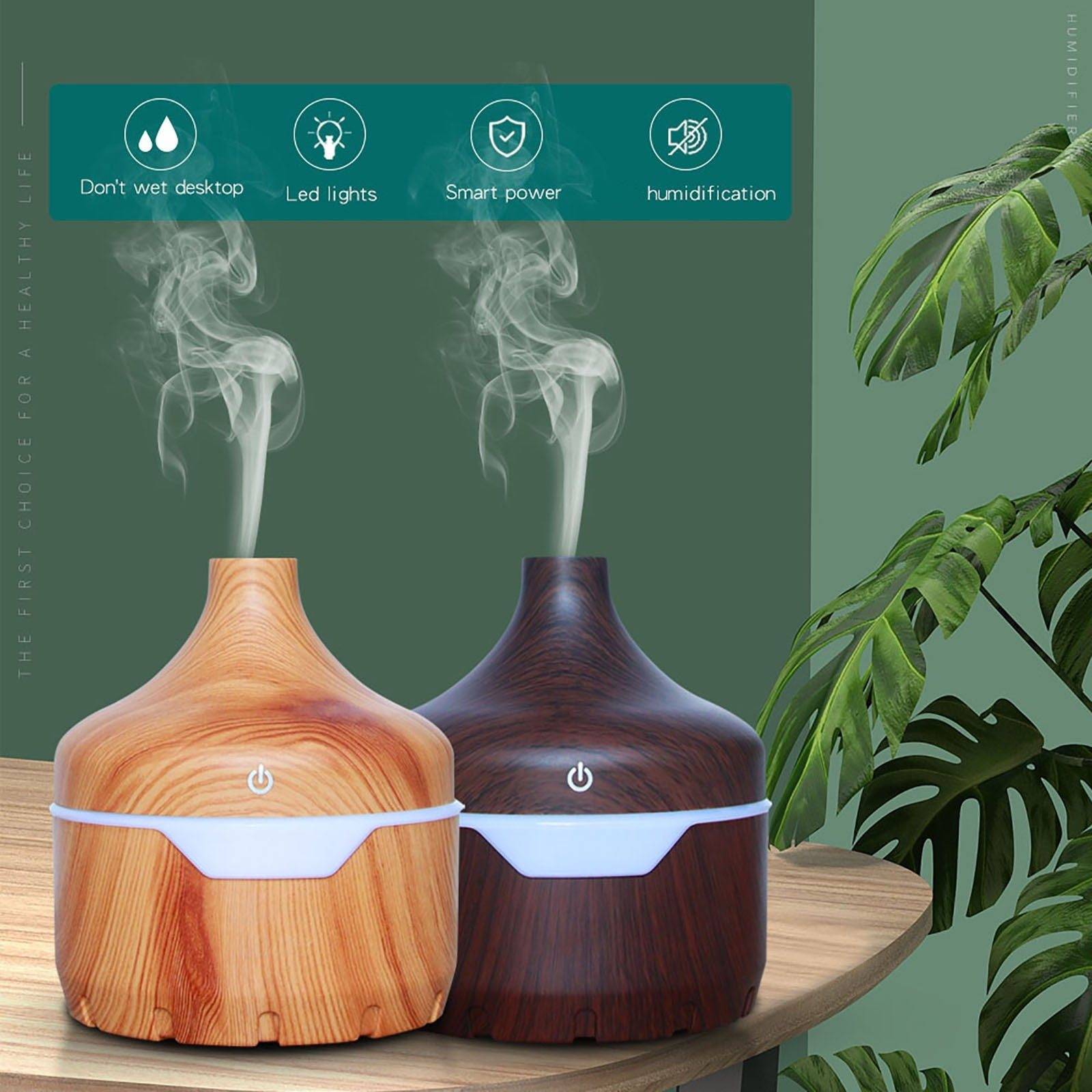 300ML Home Office USB Wood Grain Aromatherapy Essential Oil Diffuser U