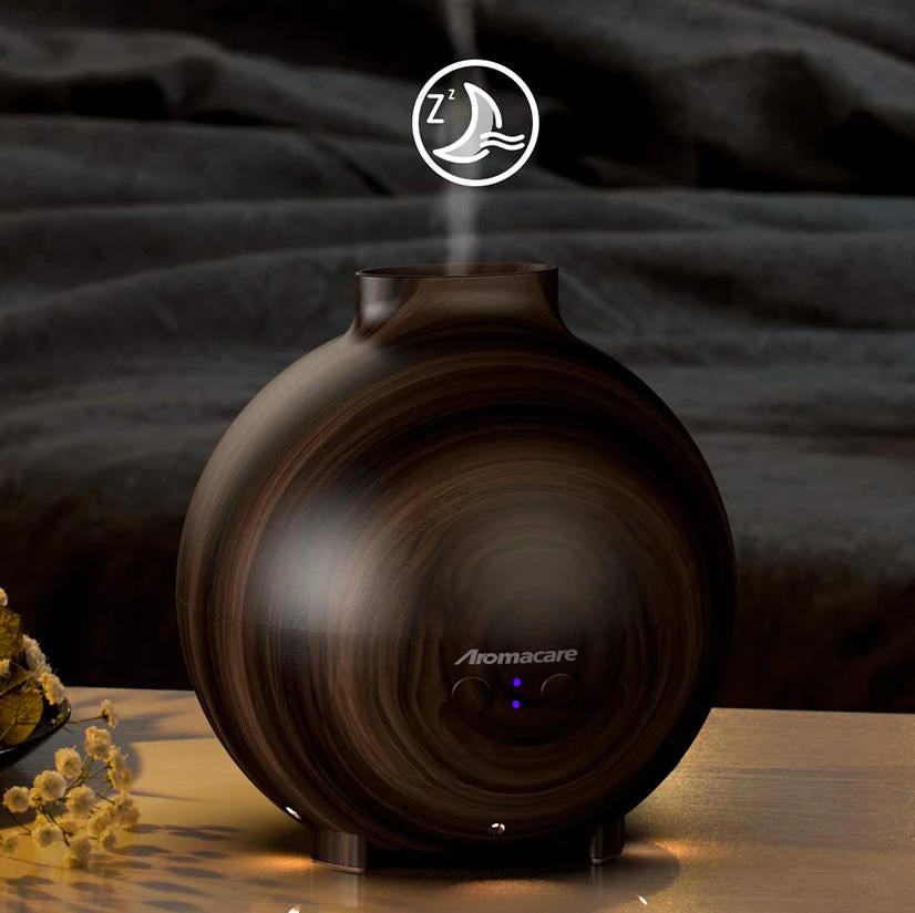 600ml Ultrasonic Wood Grain Zen Orb Diffuser for Essential Oil Aromath